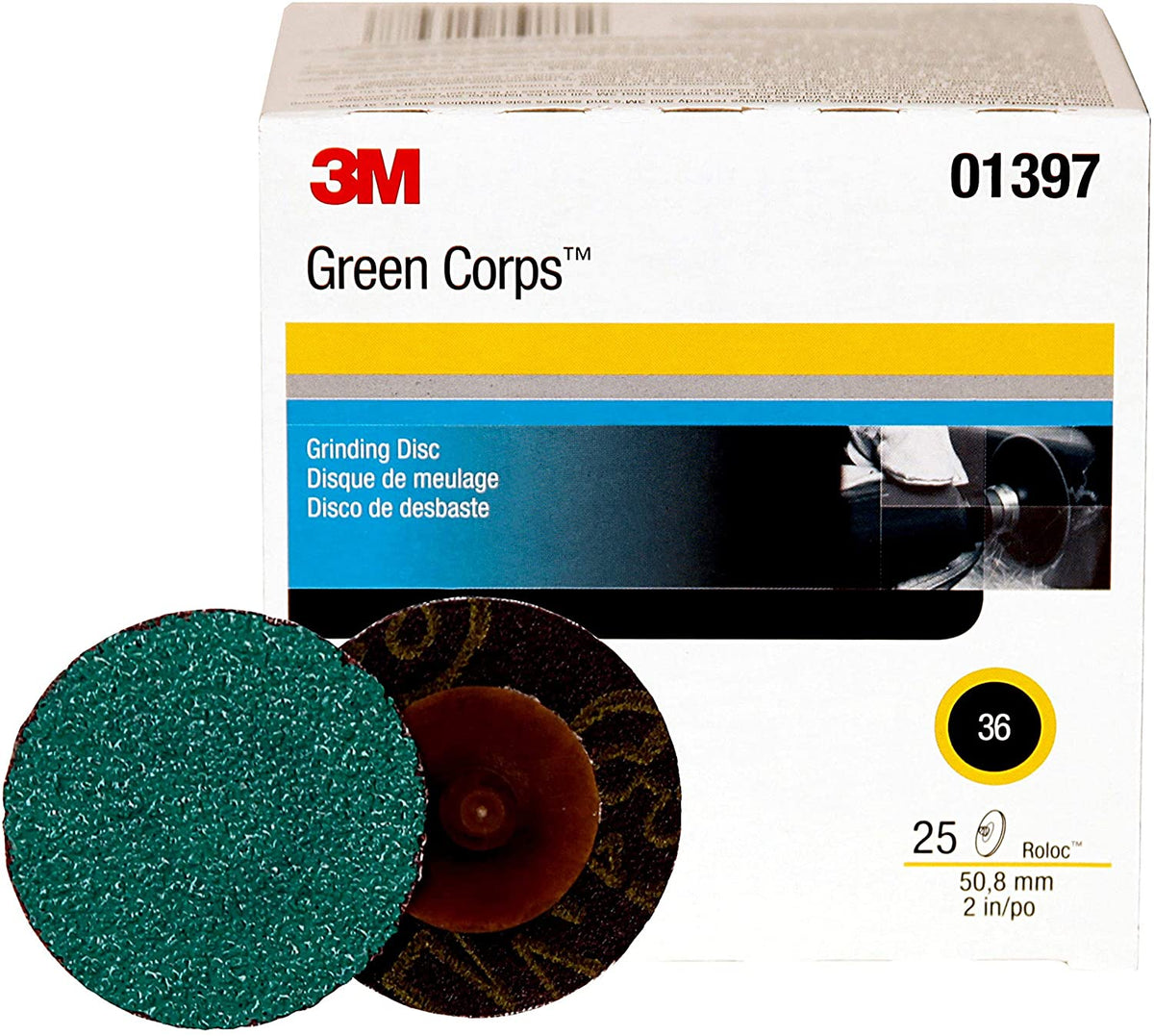 01397 2'' GREEN CROPS ROLOC DISC 36 GRIT 25 /BOX – RPS DISTRIBUTORS INC
